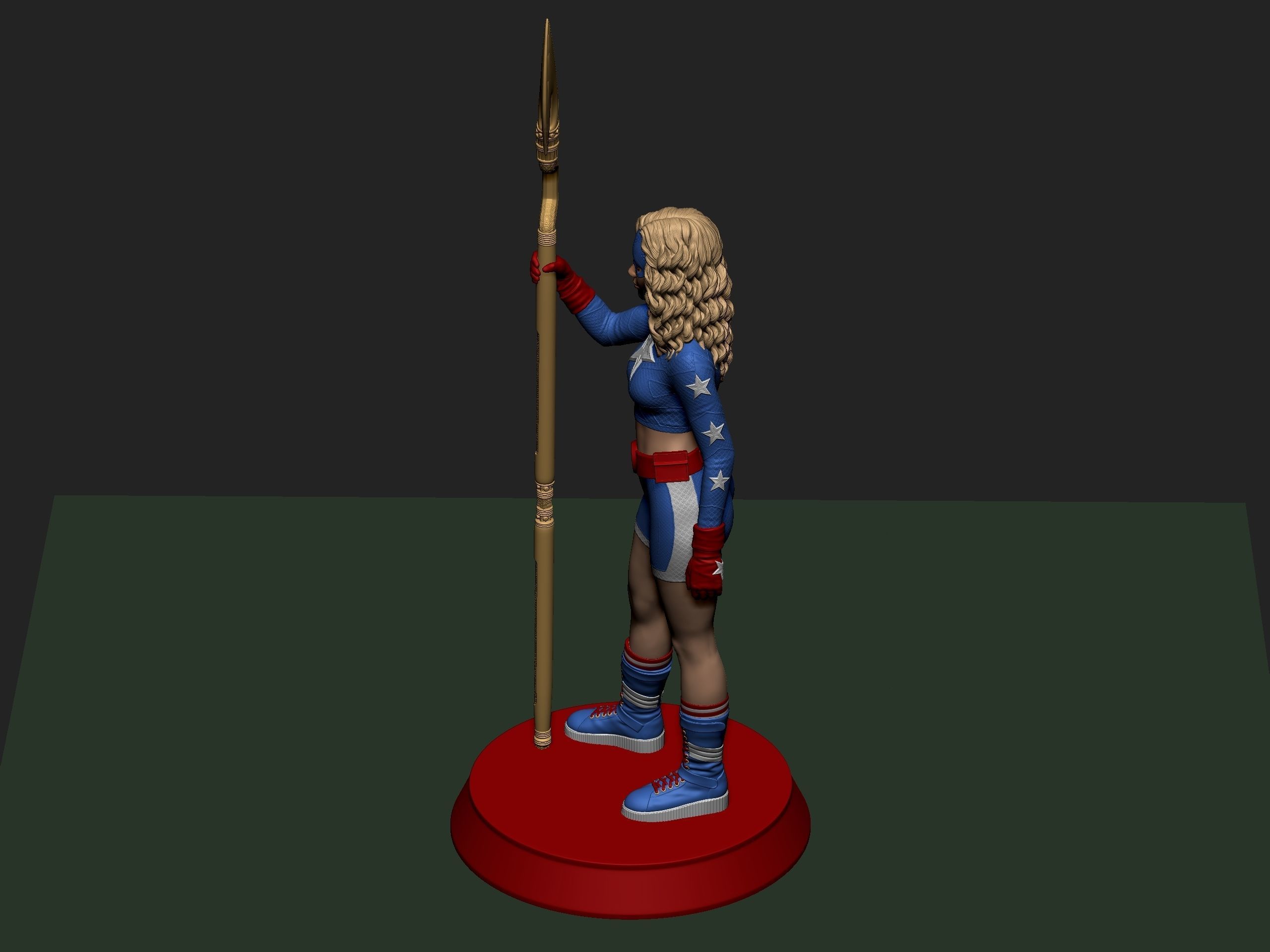 Stargirl captain america statue with spear 3D model 3D printable | CGTrader