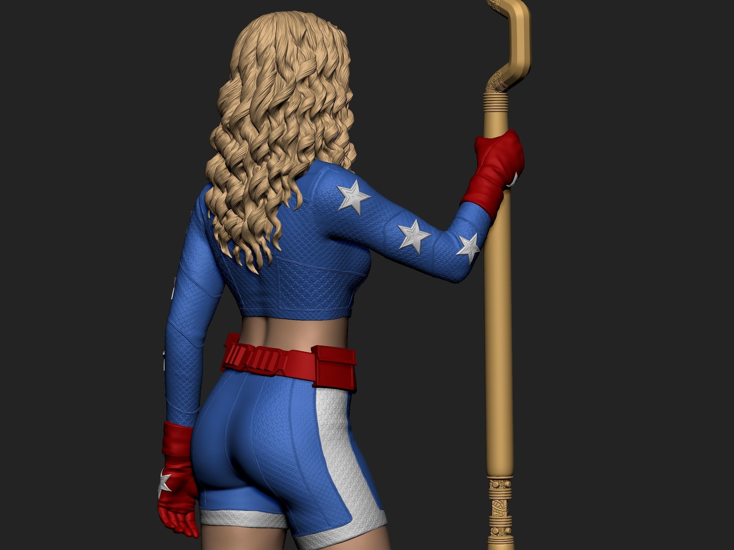 Stargirl captain america statue with spear 3D model 3D printable | CGTrader