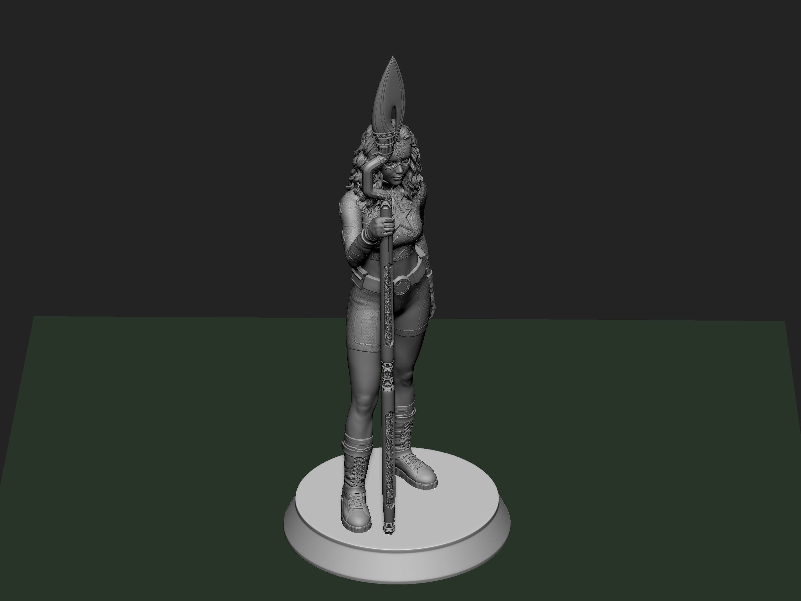 Stargirl captain america statue with spear 3D model 3D printable | CGTrader