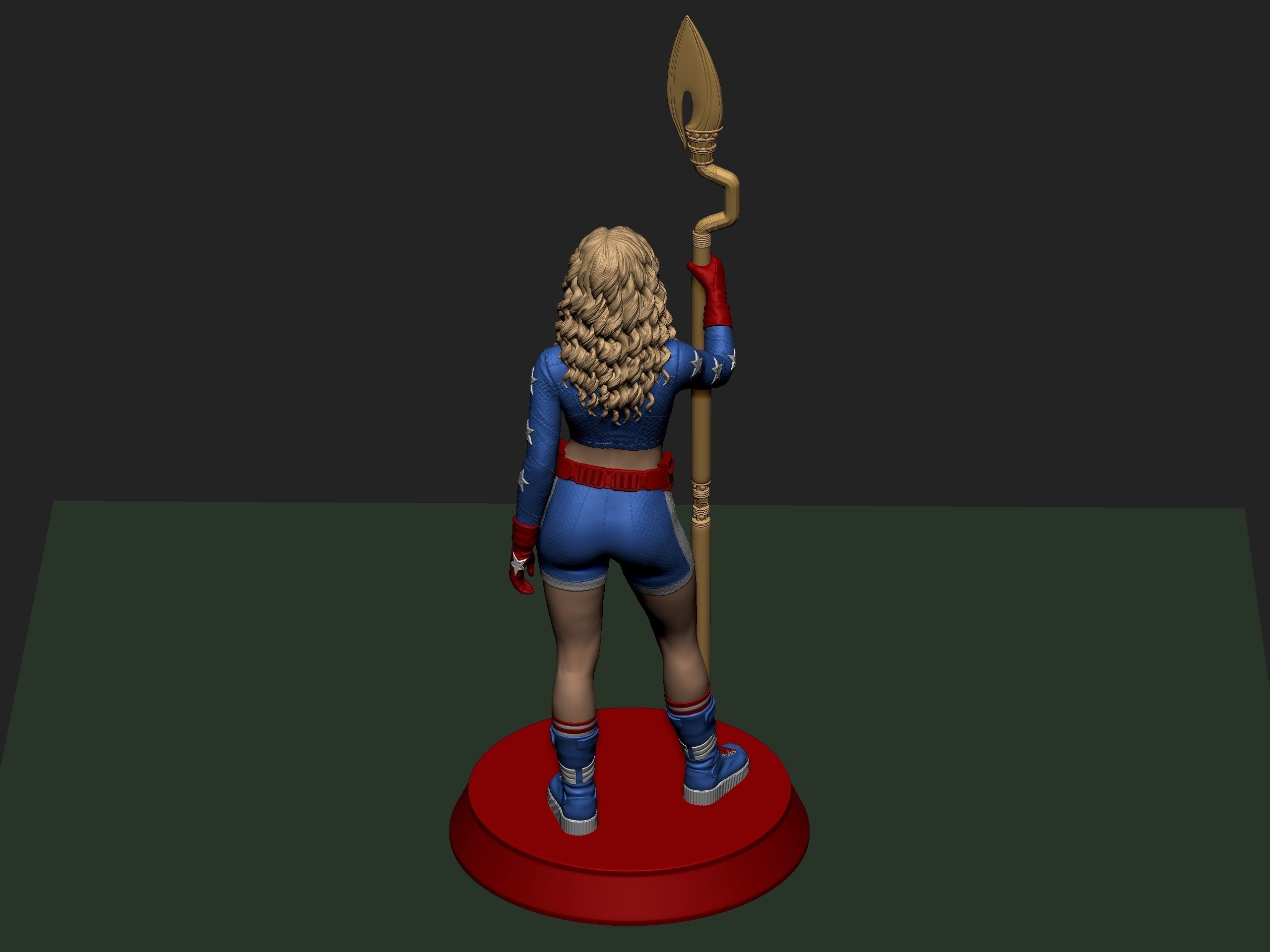 Stargirl captain america statue with spear 3D model 3D printable | CGTrader