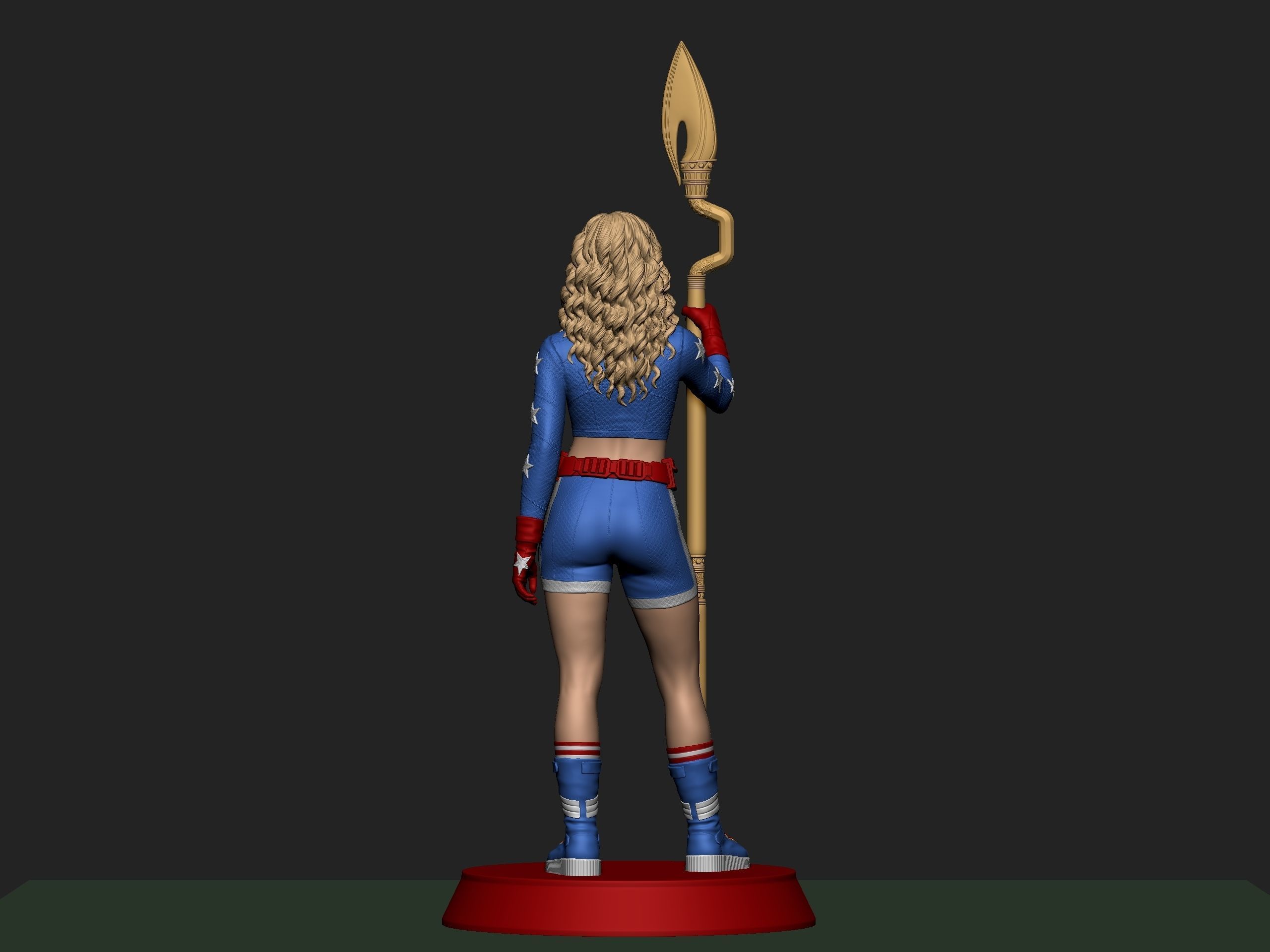 Stargirl captain america statue with spear 3D model 3D printable | CGTrader