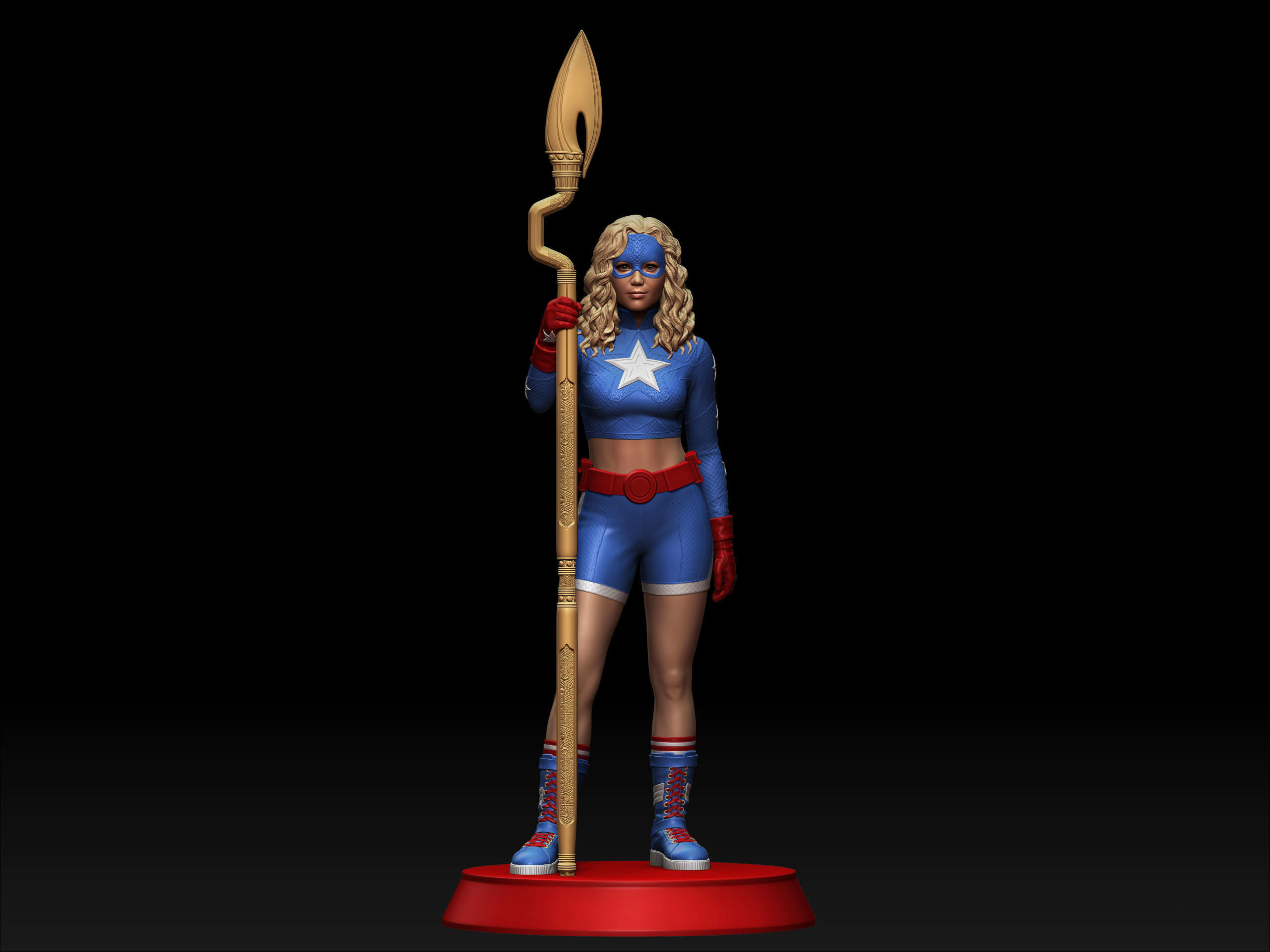 Stargirl captain america statue with spear 3D model 3D printable | CGTrader