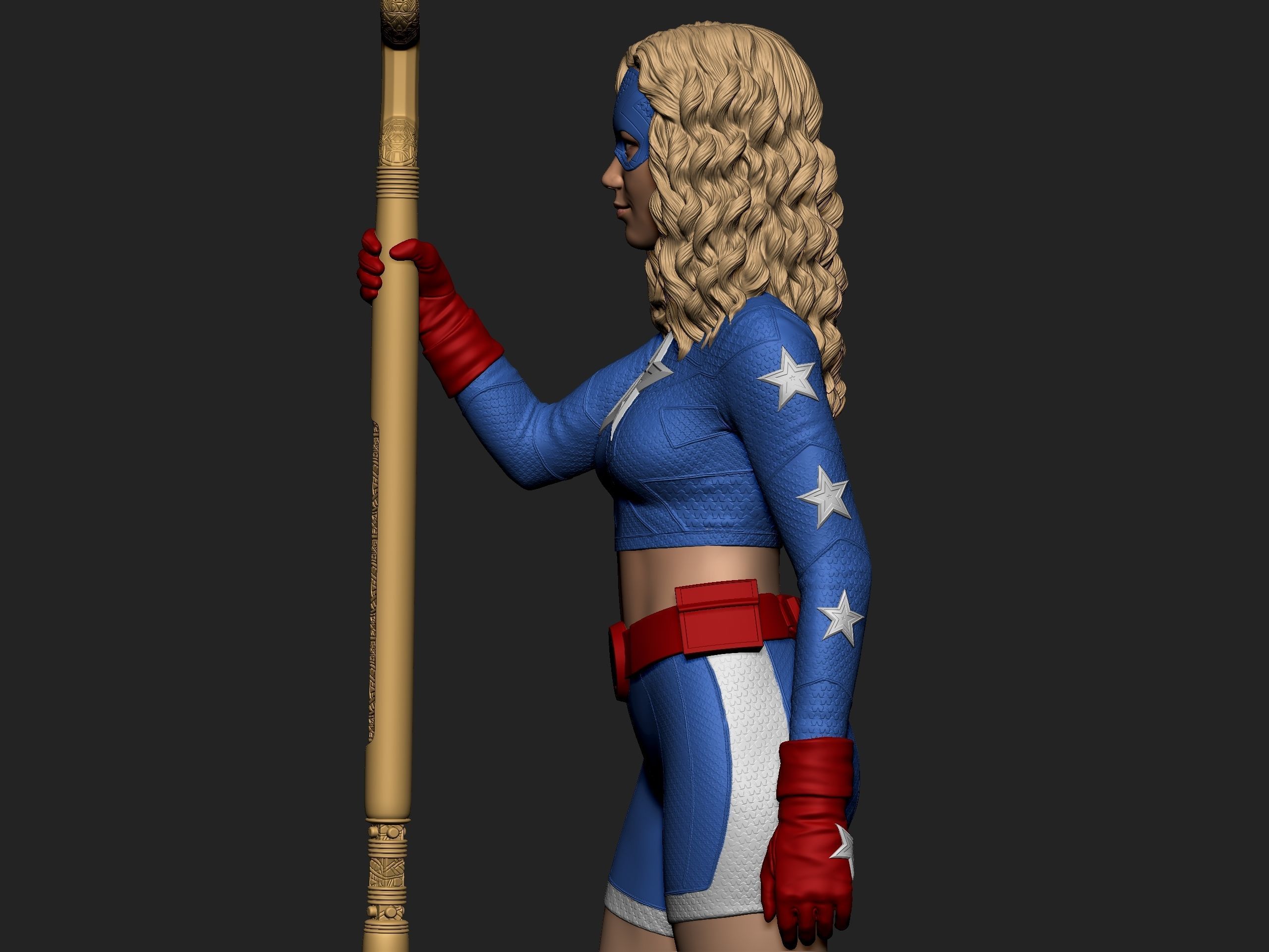 Stargirl captain america statue with spear 3D model 3D printable | CGTrader