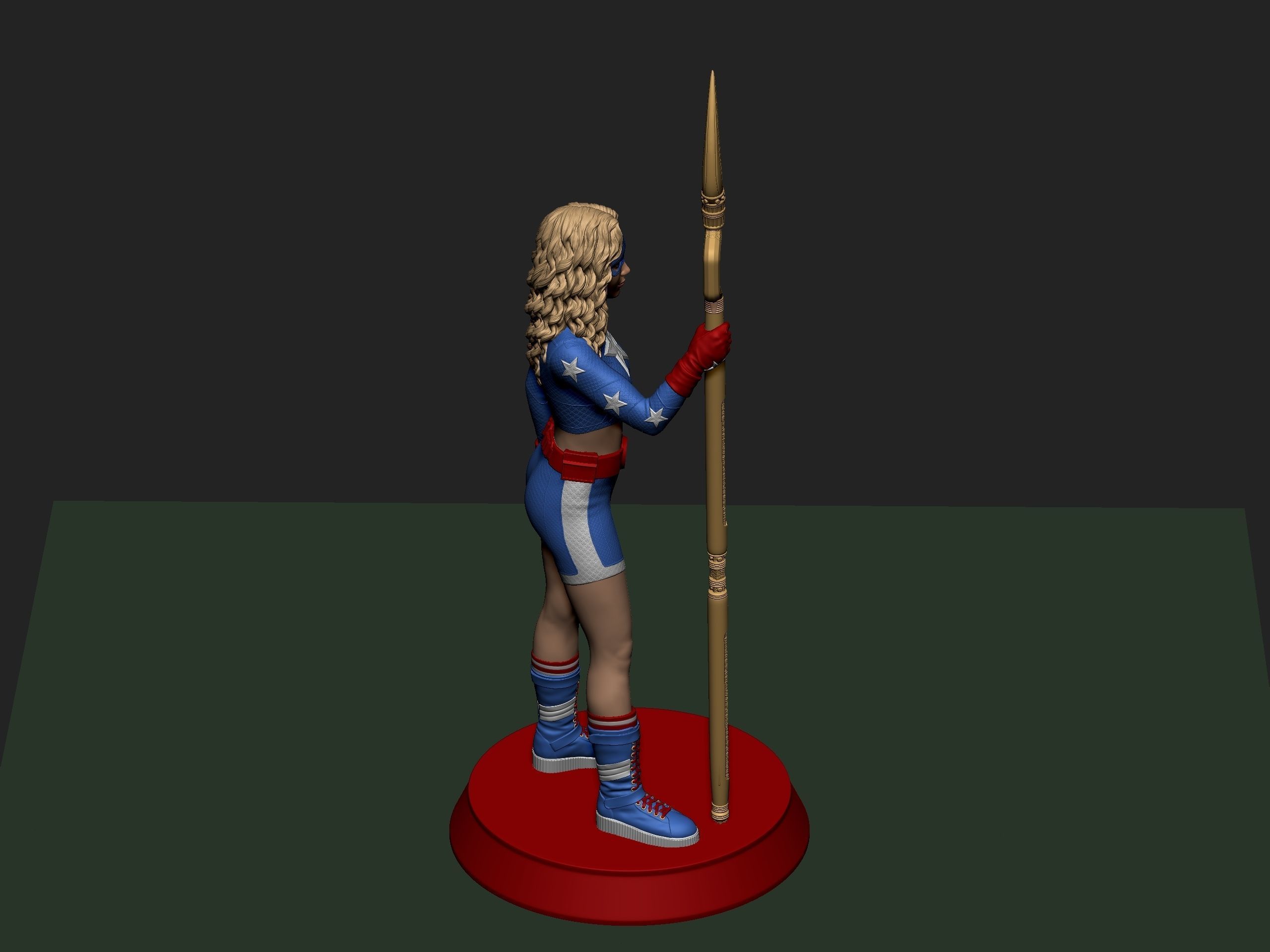 Stargirl captain america statue with spear 3D model 3D printable | CGTrader