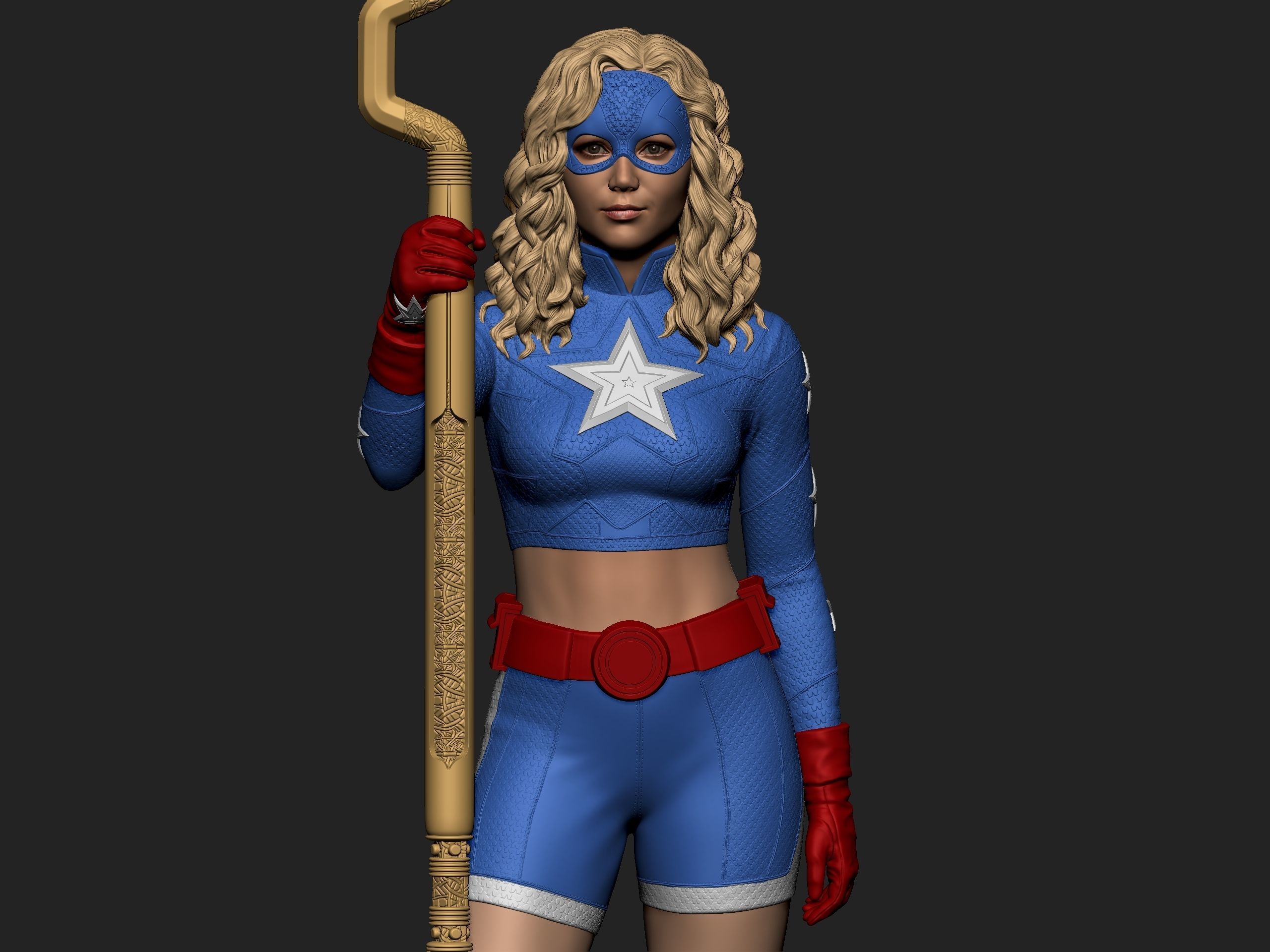 Stargirl captain america statue with spear 3D model 3D printable | CGTrader