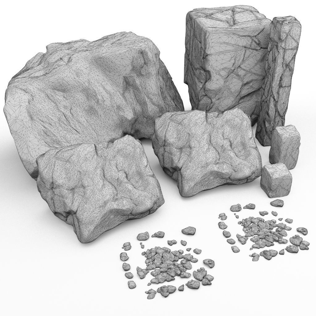 Rock stones cartoon pack 3D model | CGTrader