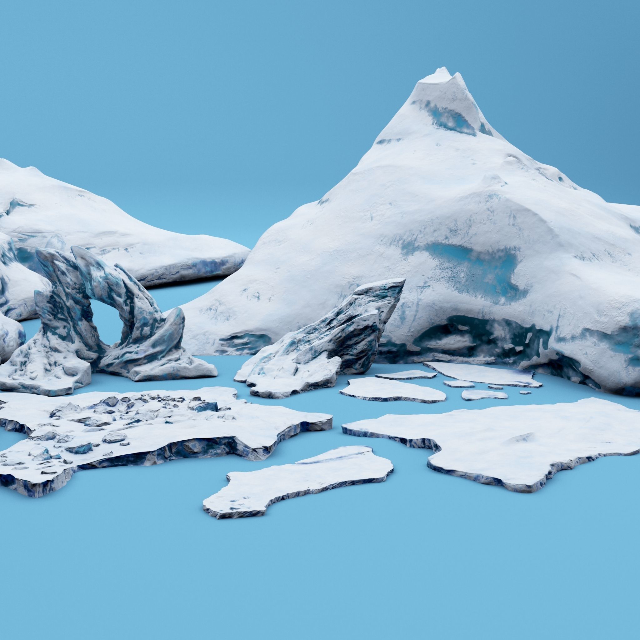 Ice mountain floe cartoon pack 3D model | CGTrader