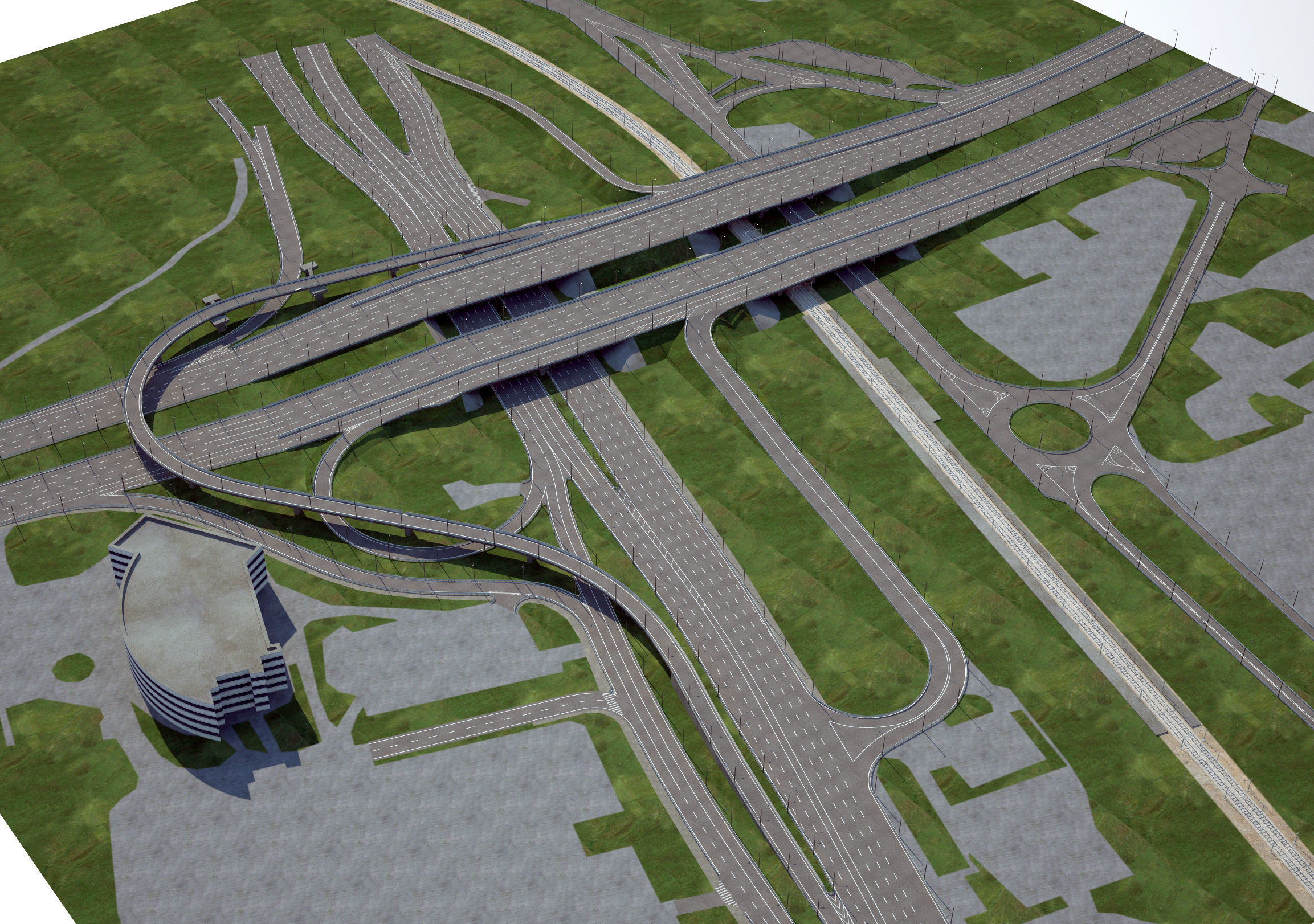 Highway Road Junction 3D model | CGTrader