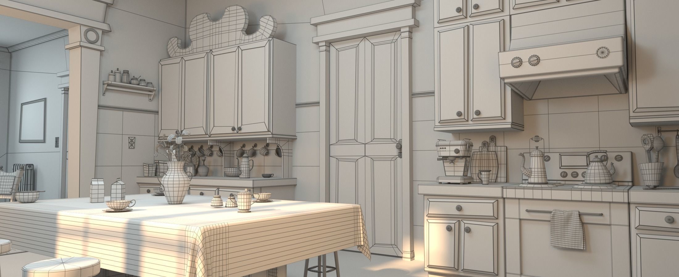 Cartoon Kitchen Dining Room 3D model | CGTrader