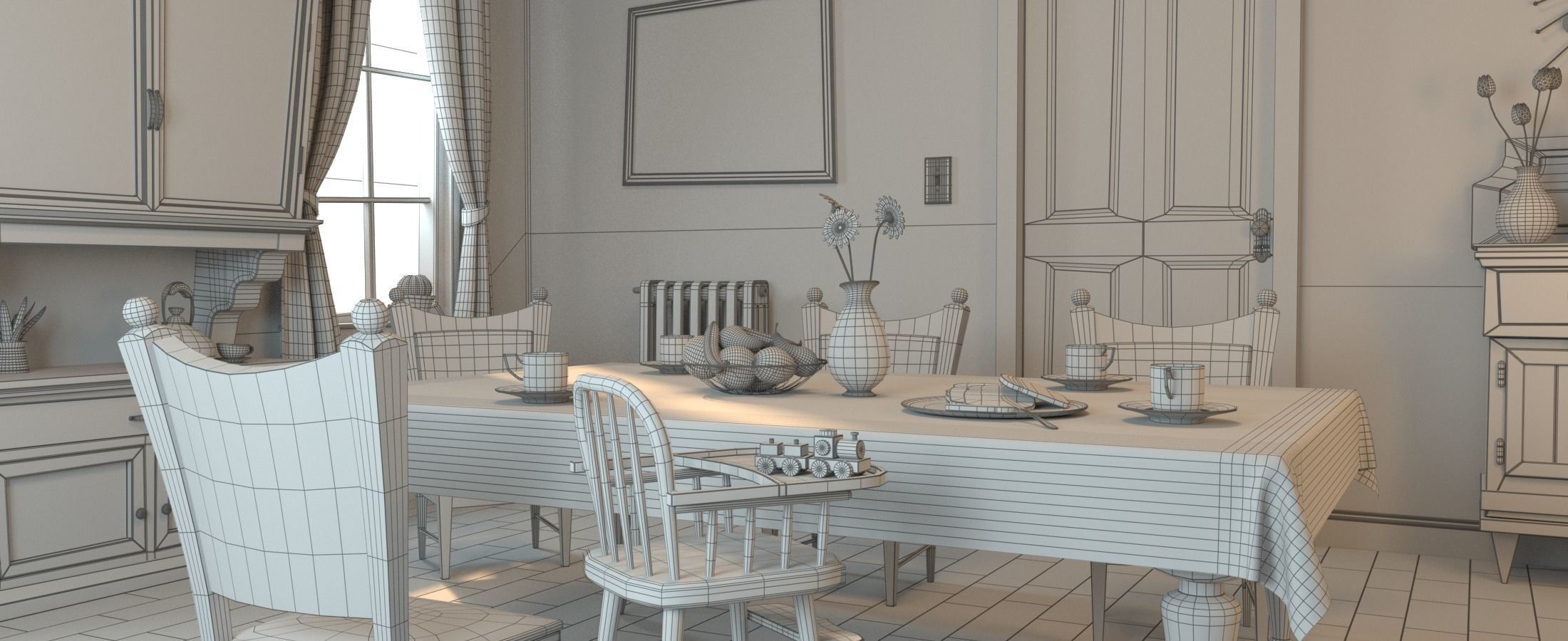 Cartoon Kitchen Dining Room 3D model | CGTrader
