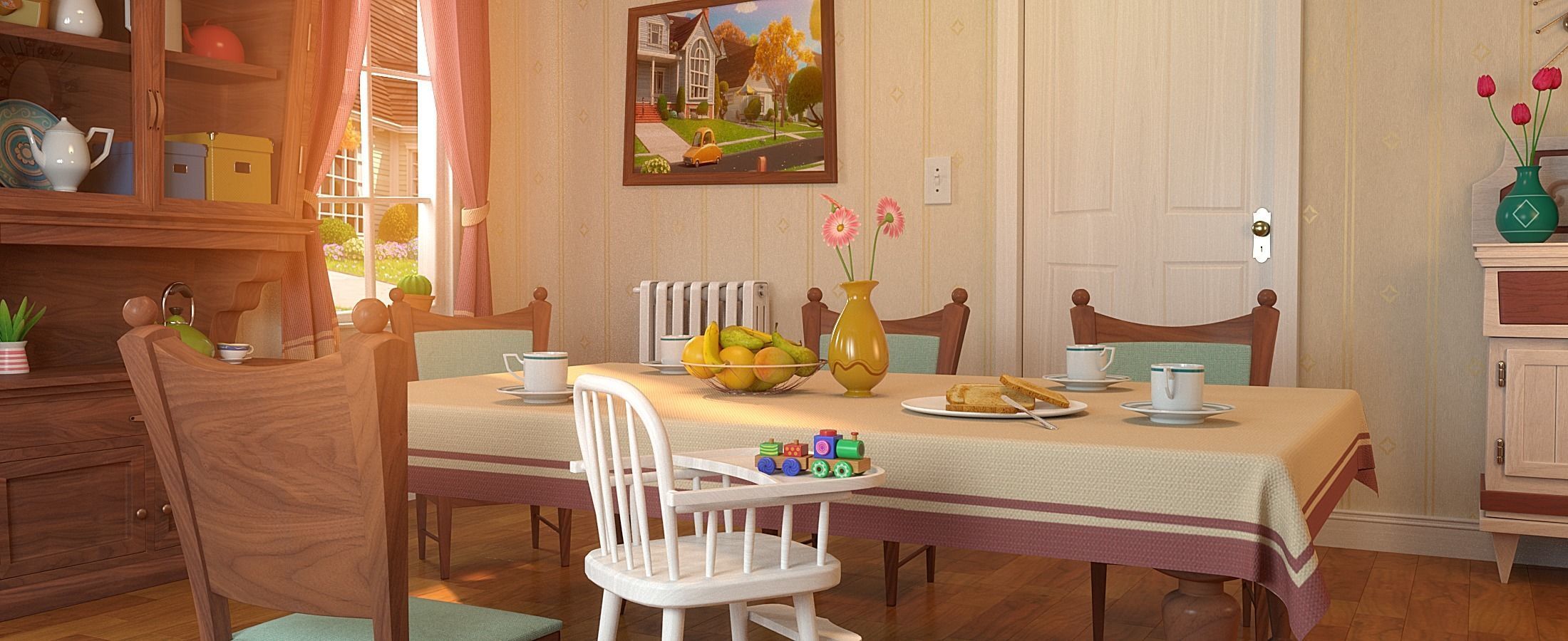 Cartoon Kitchen Dining Room 3D model | CGTrader