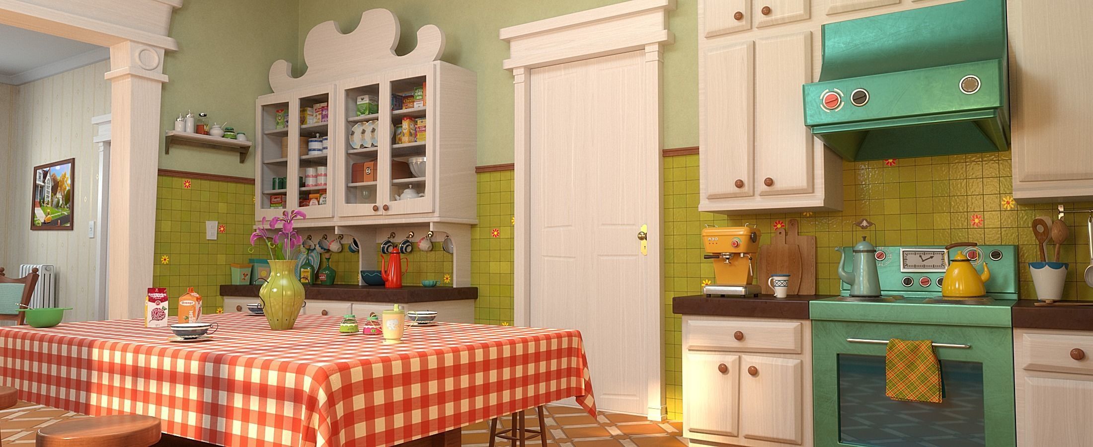 Cartoon Kitchen Dining Room 3D model | CGTrader