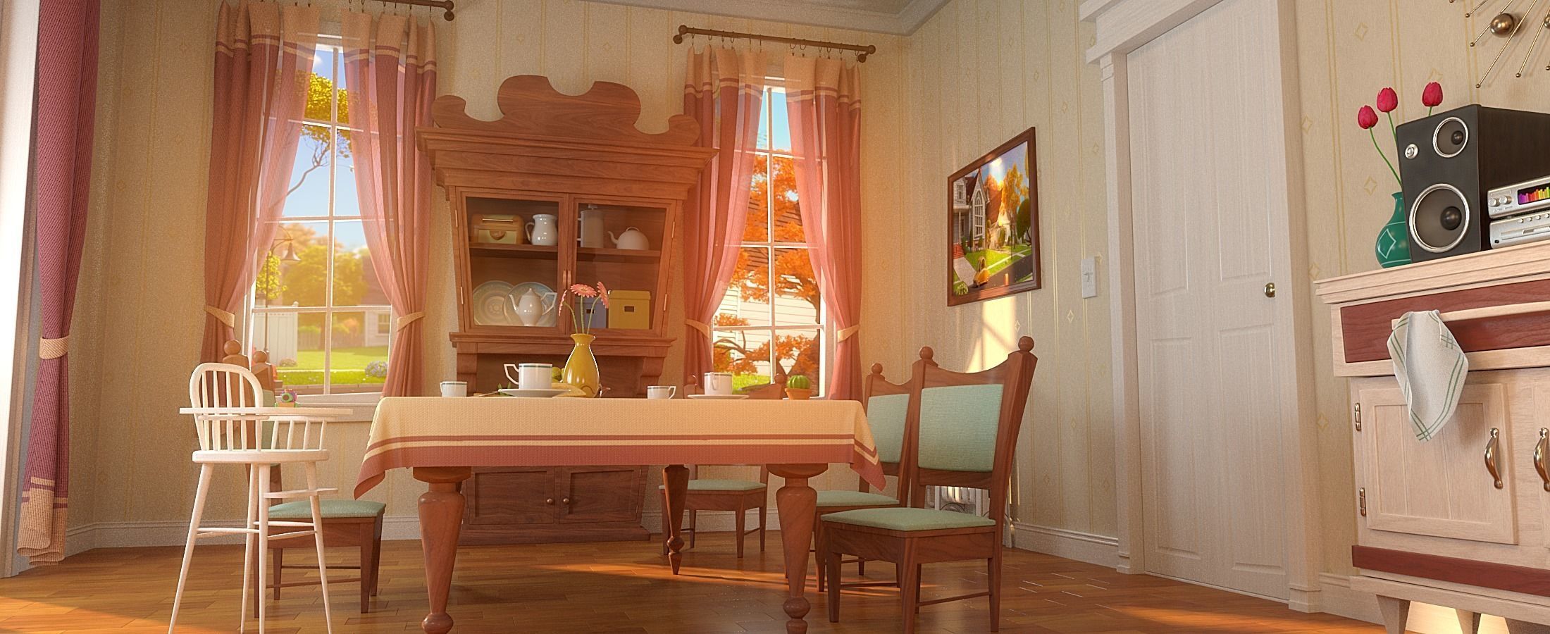 Cartoon Kitchen Dining Room 3D model | CGTrader