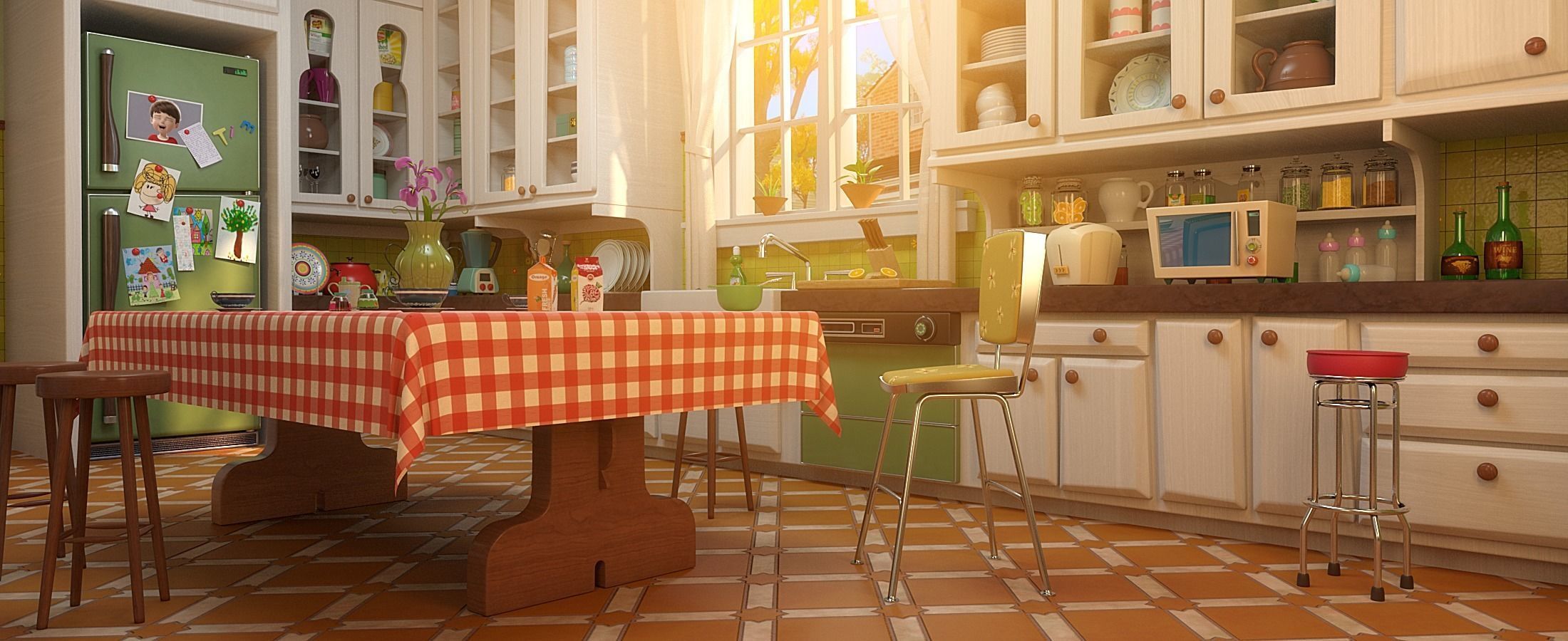 Cartoon Kitchen Dining Room 3D model | CGTrader