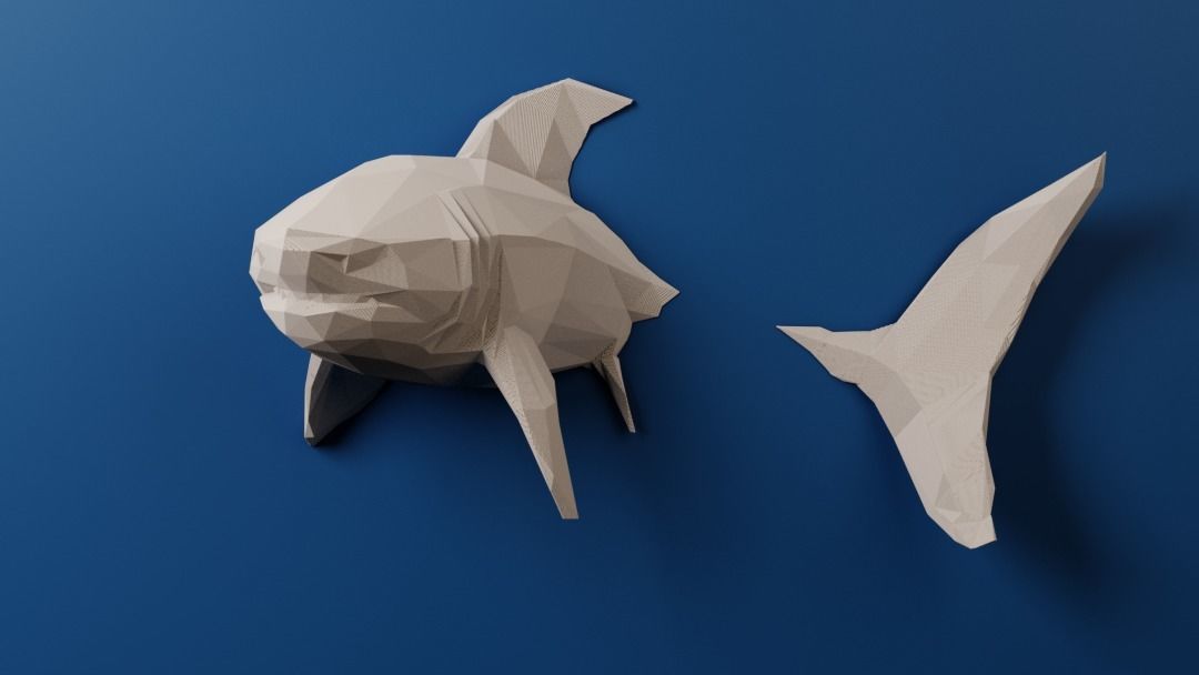 Hanging Low Poly Shark 3D model 3D printable | CGTrader