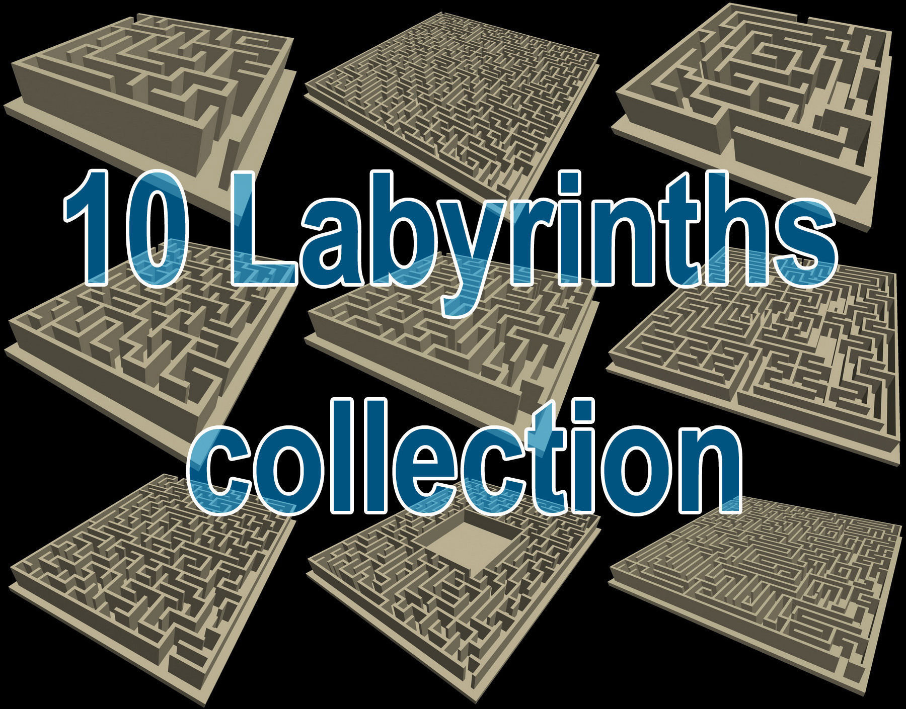 10 labyrinths collection 3D model 3D printable | CGTrader