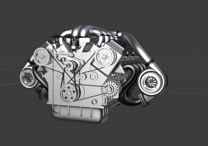Twin Turbo V8 Engine free 3D model | CGTrader