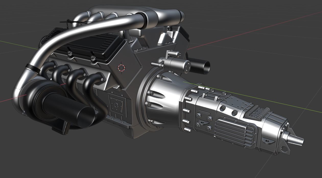 Twin Turbo V8 Engine free 3D model | CGTrader
