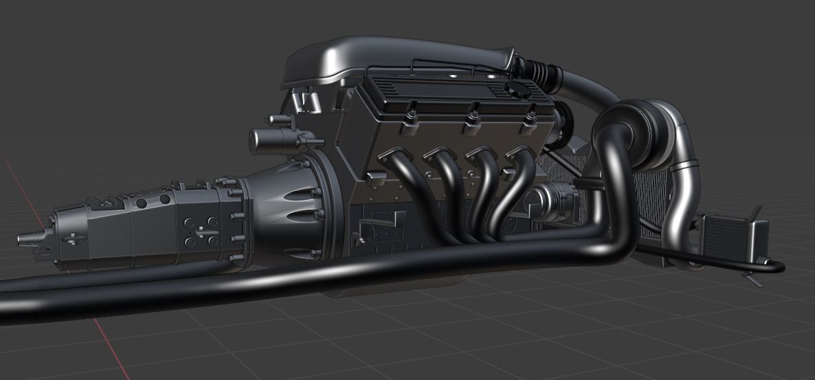 Twin Turbo V8 Engine free 3D model | CGTrader