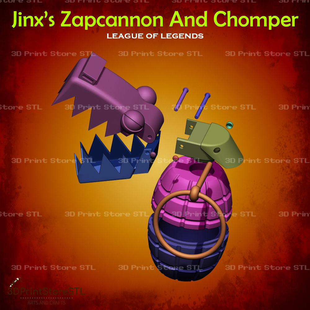 Jinx Zapcannon and Chomper Cosplay League of Legends - STL File 3D ...