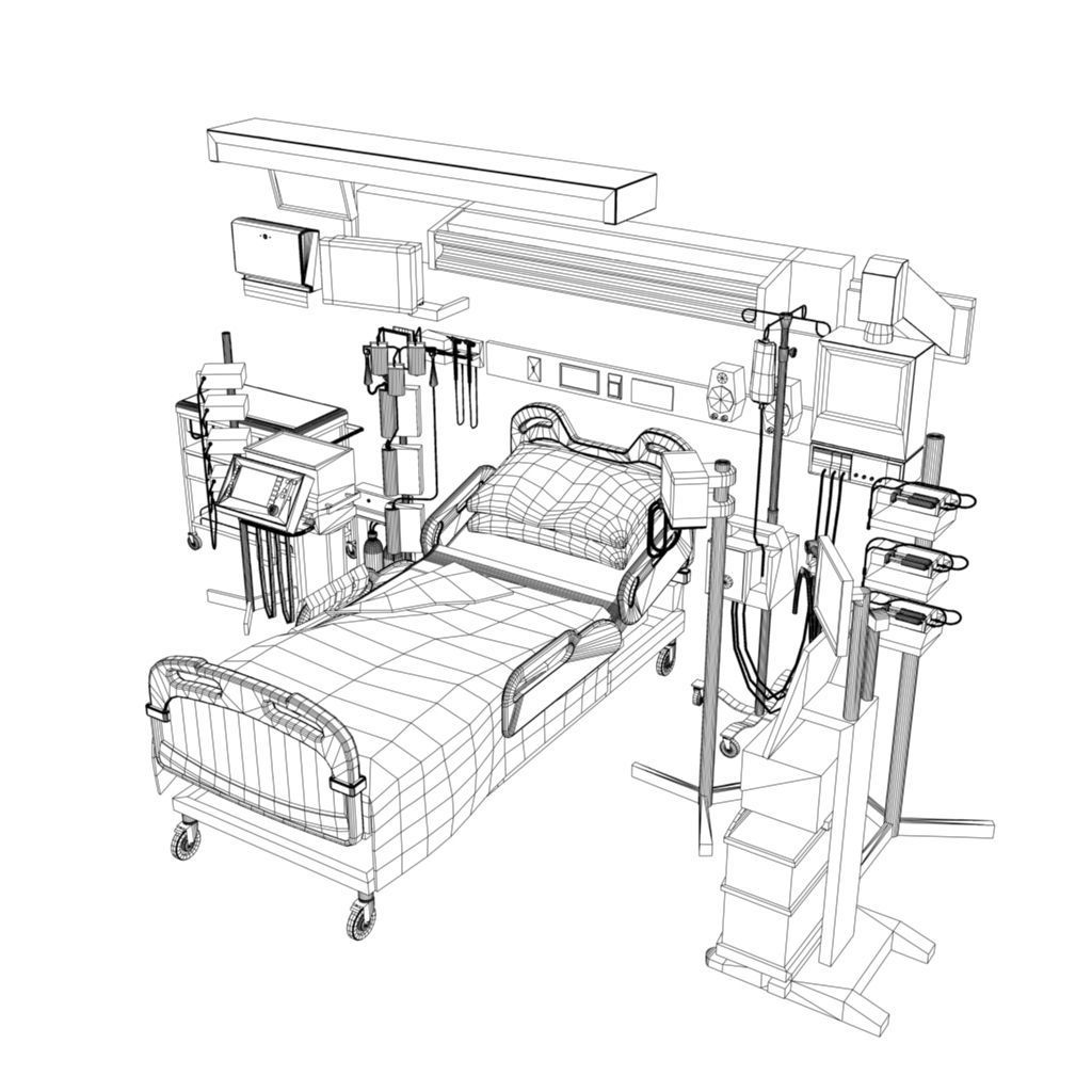 3D model Hospital Ward Bed and Props VR / AR / low-poly | CGTrader