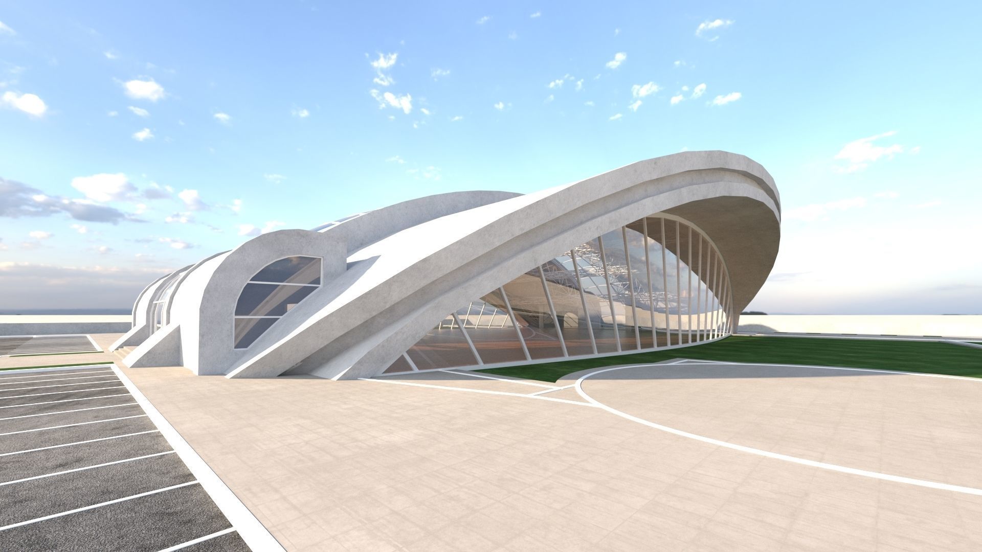 exhibition center exterior and interior 3D model | CGTrader