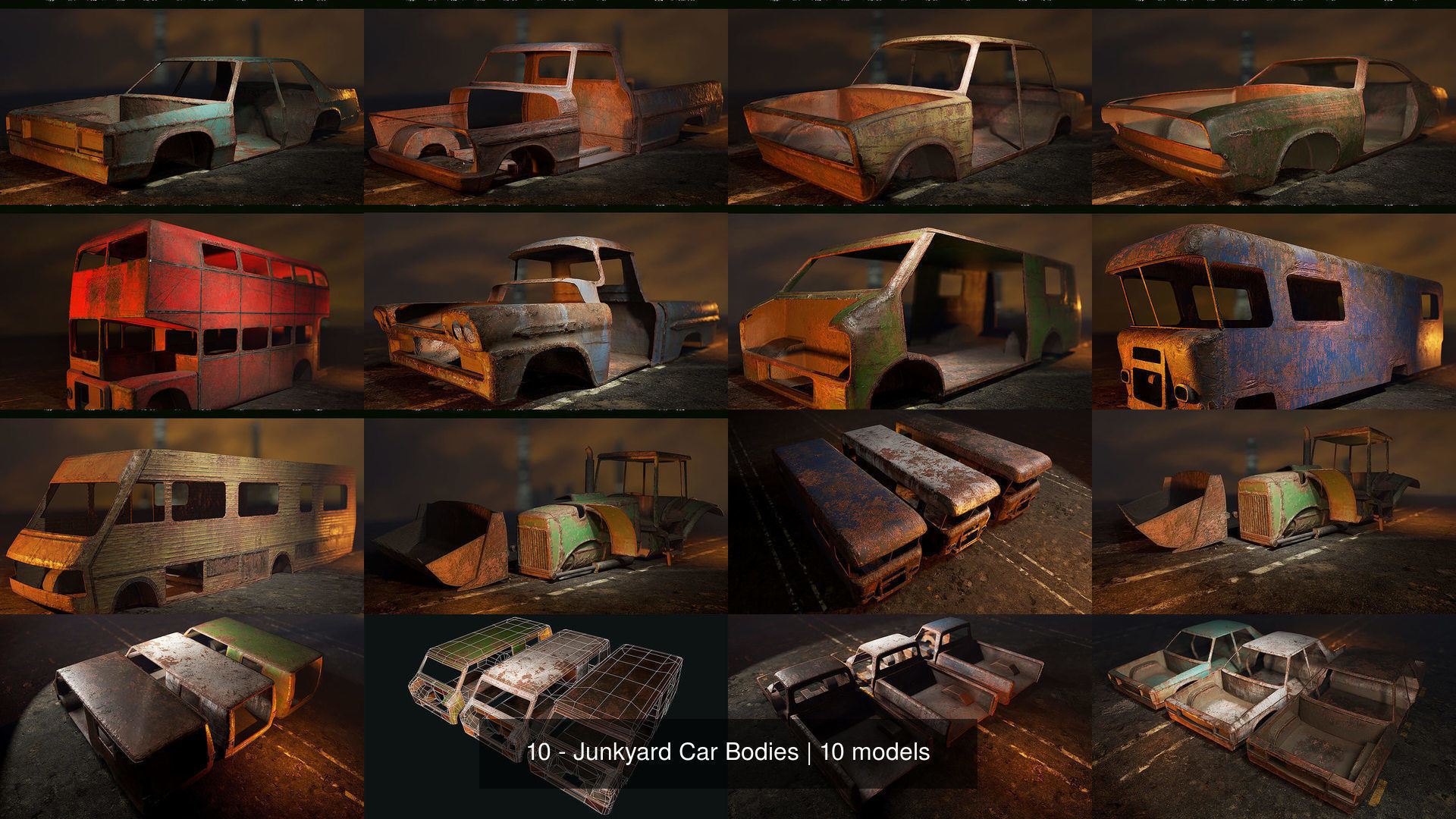 3D Model Pack 10 - Junkyard Car Bodies VR / AR / low-poly | CGTrader