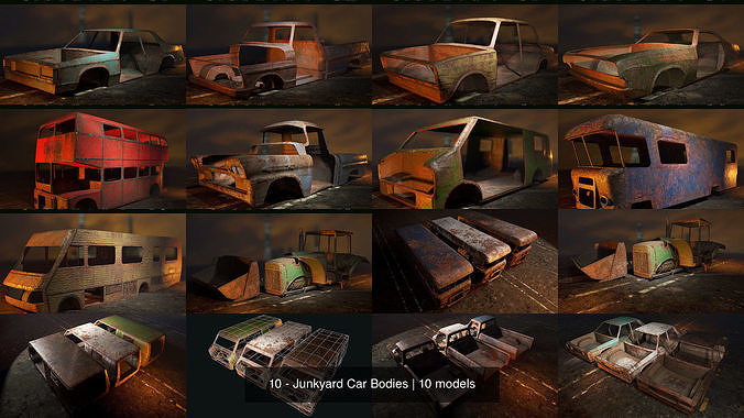 3D Model Collection 10 - Junkyard Car Bodies VR / AR / low-poly | CGTrader