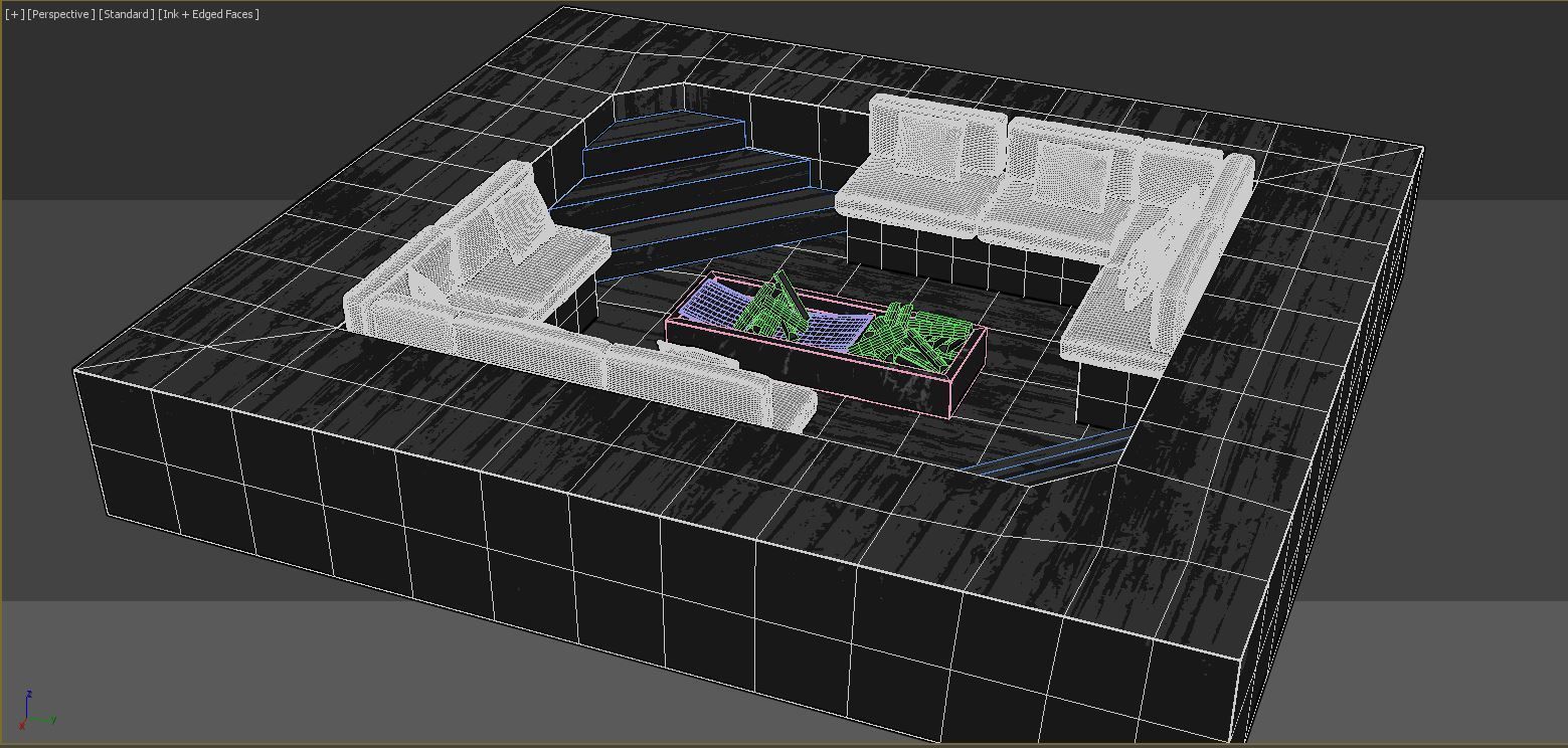 Sofa for overflow swimming pool 3D model | CGTrader