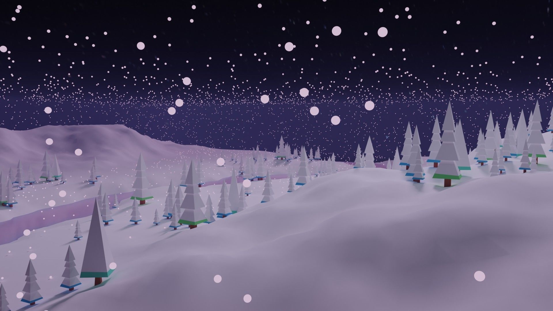 3D model Winter Scene and Christmas Trees 3D Model VR / AR / low-poly ...
