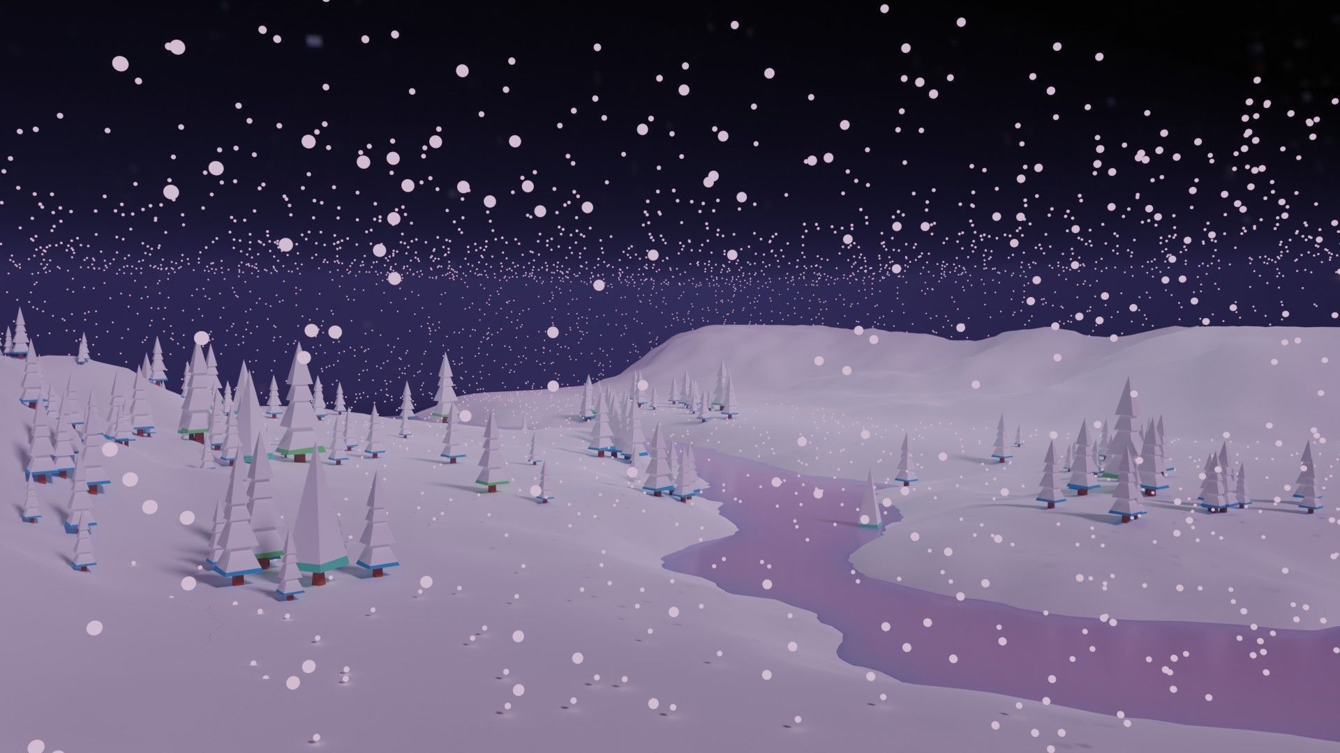 3D model Winter Scene and Christmas Trees 3D Model VR / AR / low-poly ...