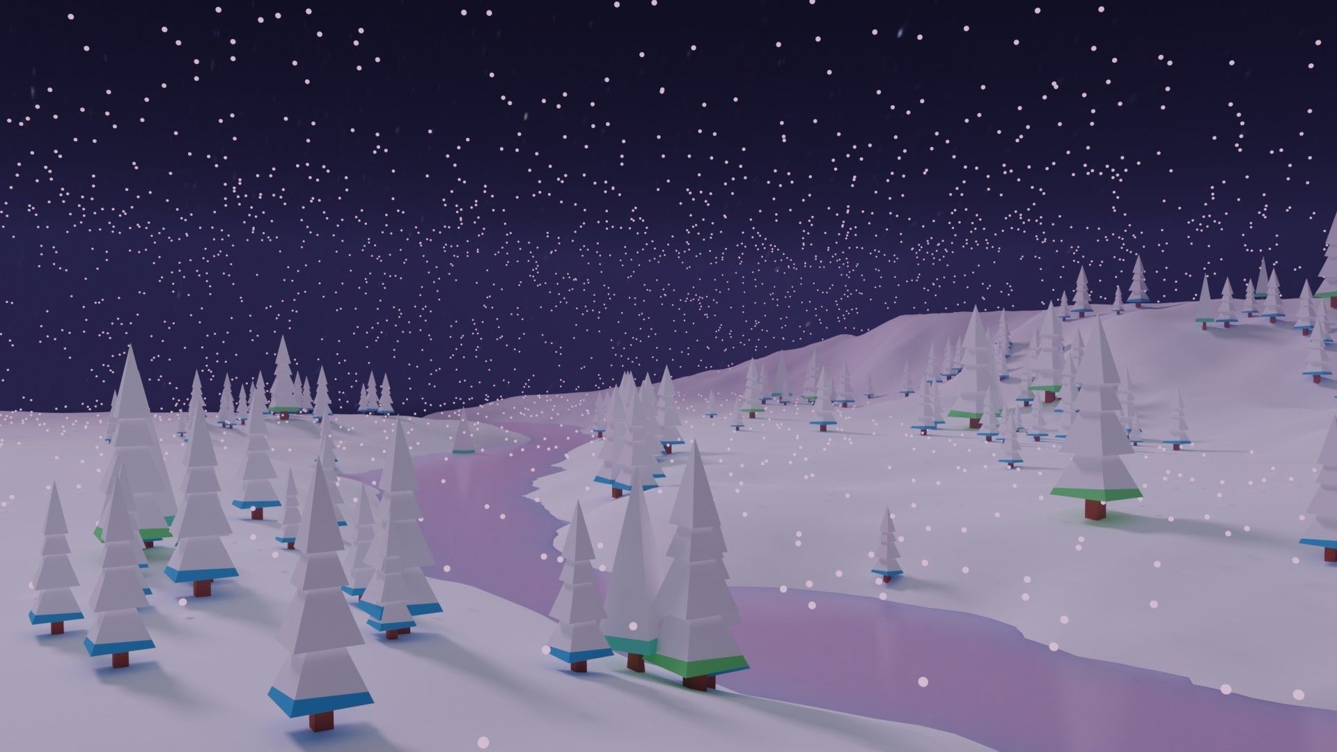 3D model Winter Scene and Christmas Trees 3D Model VR / AR / low-poly ...