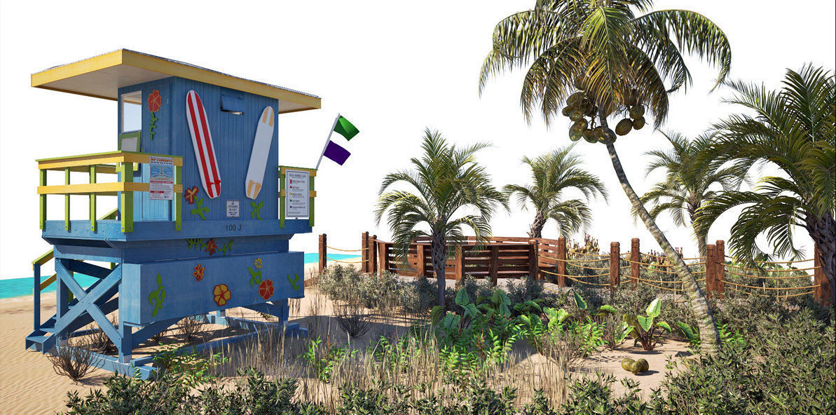 Beach set 3D model | CGTrader