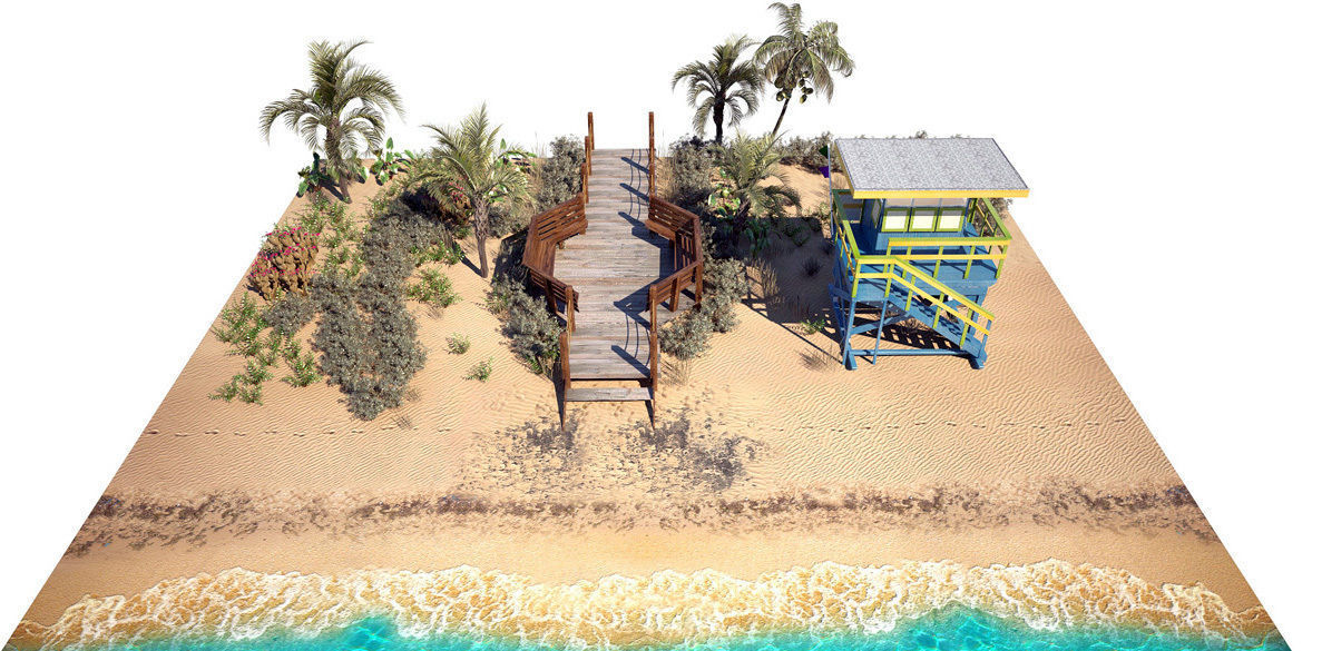 Beach set 3D model | CGTrader
