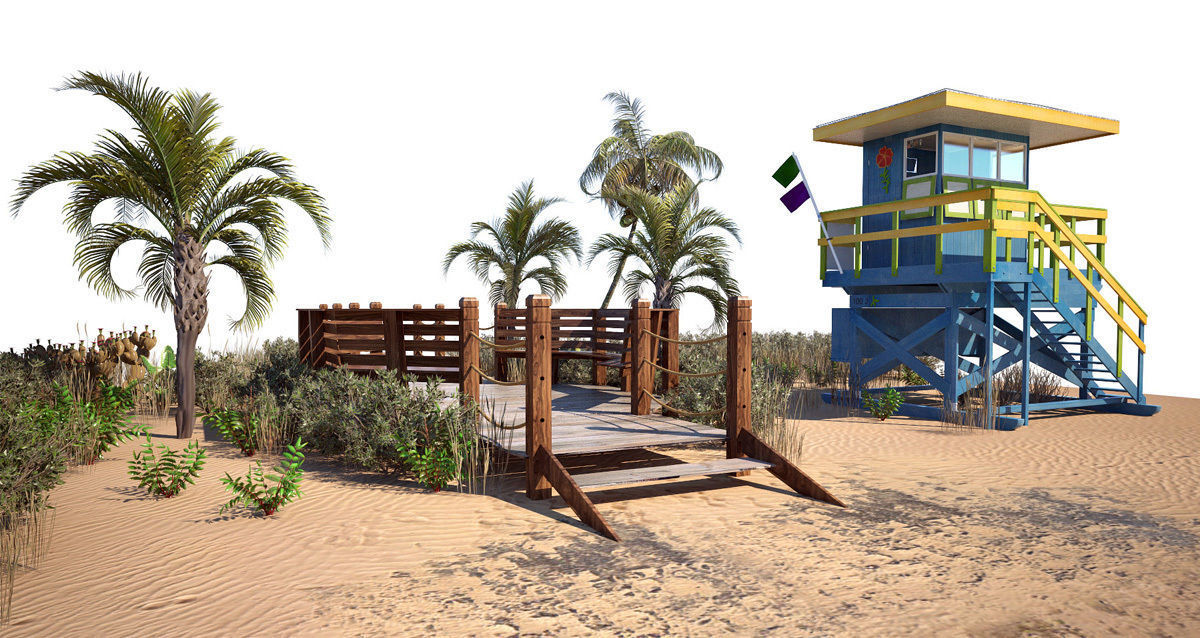 Beach set 3D model | CGTrader