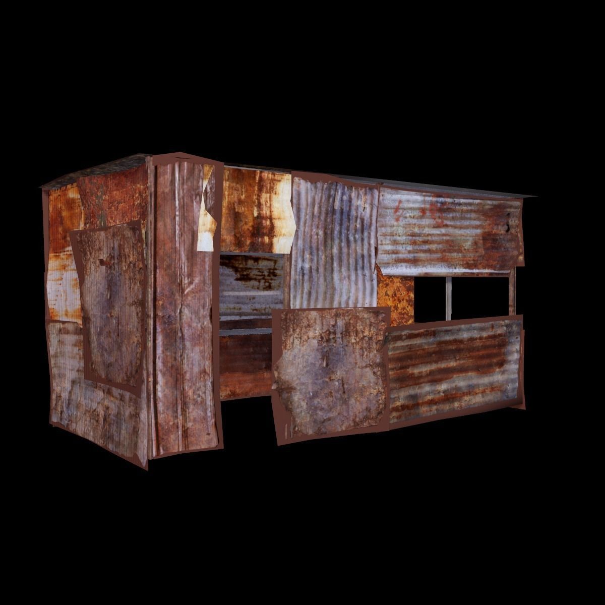 3D model Construction rusty corrugated metal building VR / AR / low ...