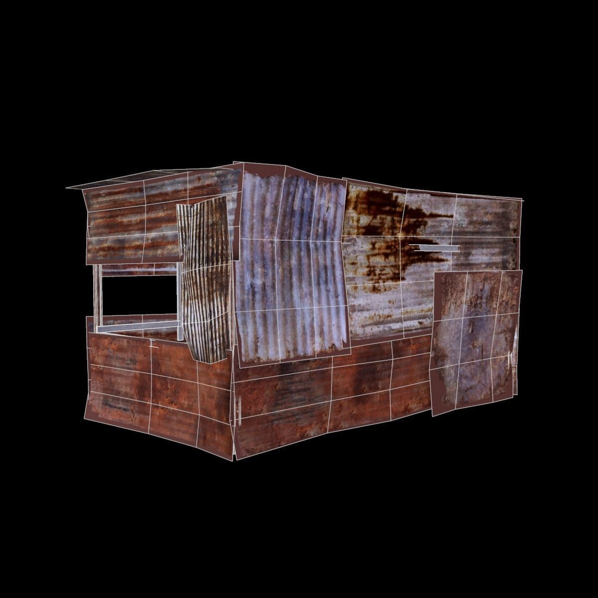 3D model Construction rusty corrugated metal building VR / AR / low ...