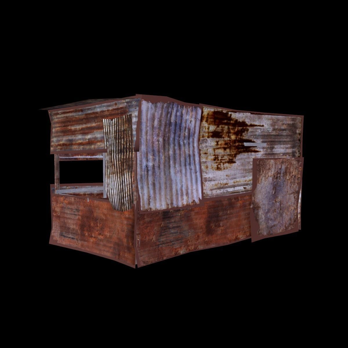 3D model Construction rusty corrugated metal building VR / AR / low ...