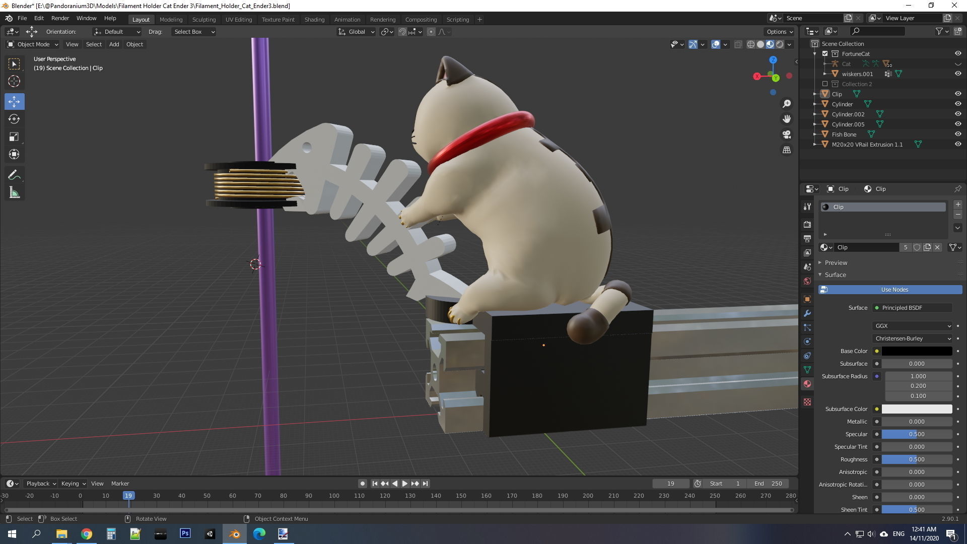 Cat Fishing Creality Ender 3 v2 Filament Guide 3D model 3D printable ...