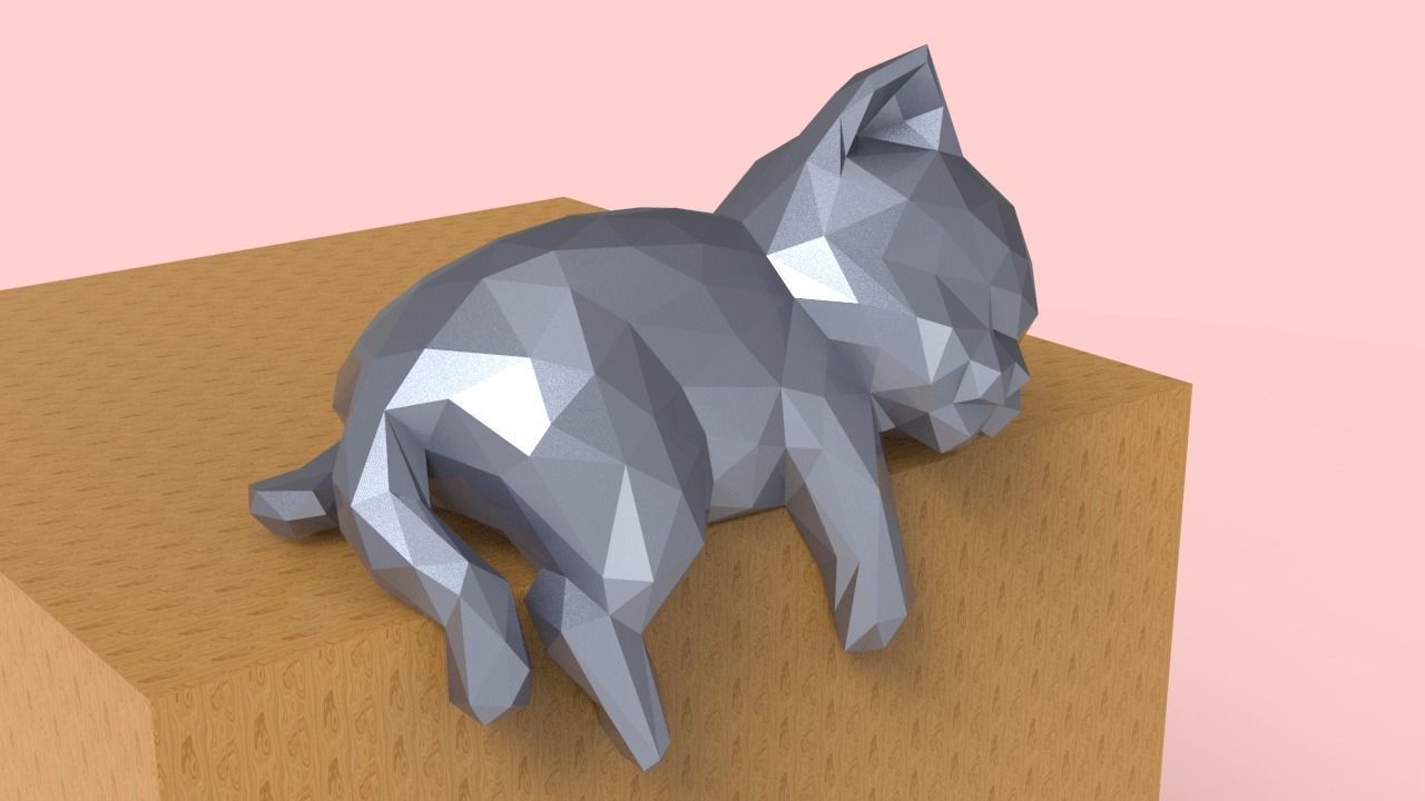 Low Poly Sleepy Kitten 3D model 3D printable | CGTrader