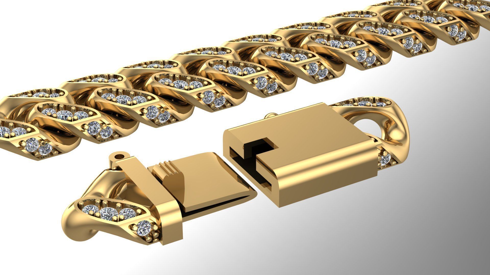 3 SIZE CUBAN CHAIN DIAMOND AND CZ just STL 3D model | CGTrader