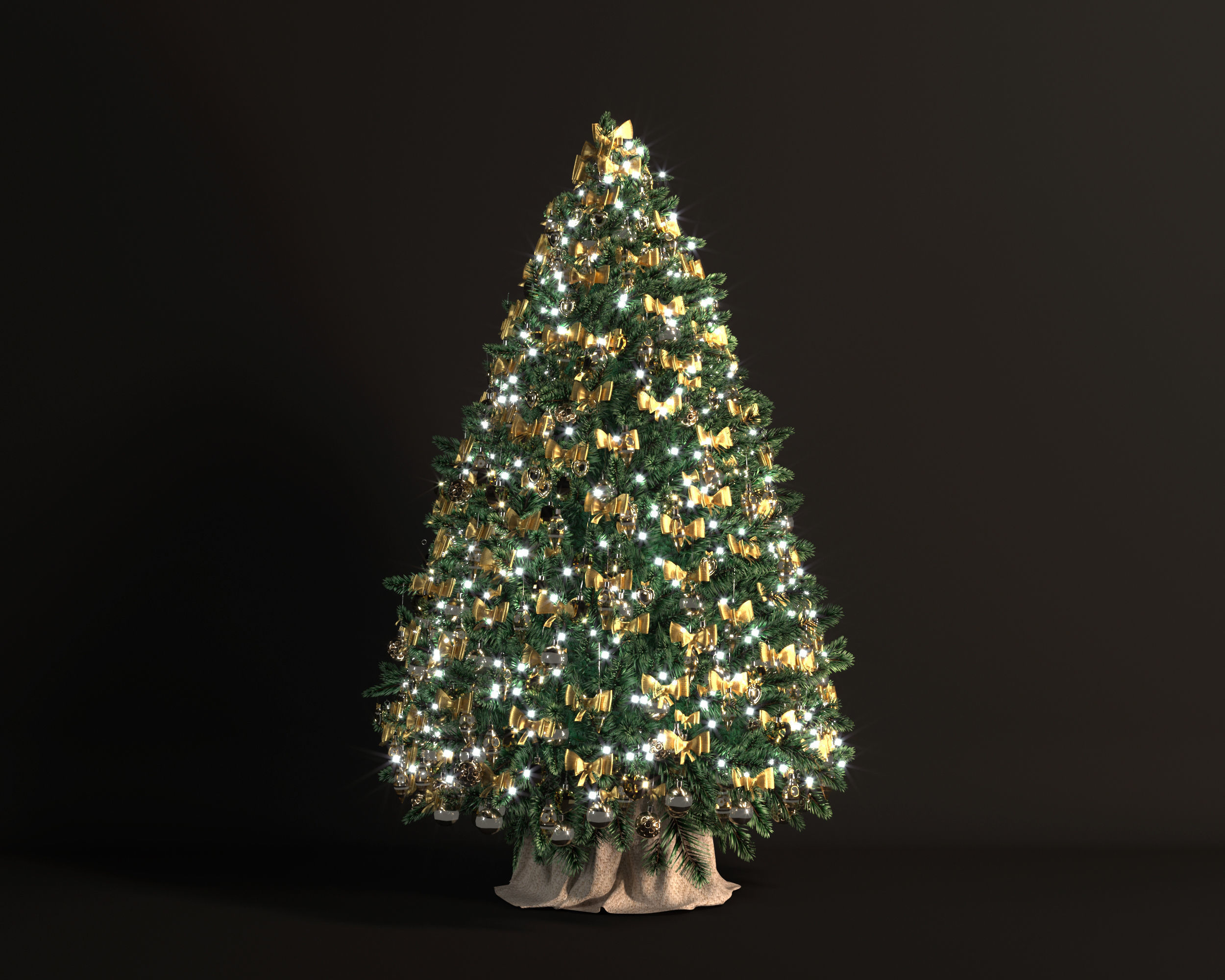 Christmas tree with gold toys and garland 3D model | CGTrader