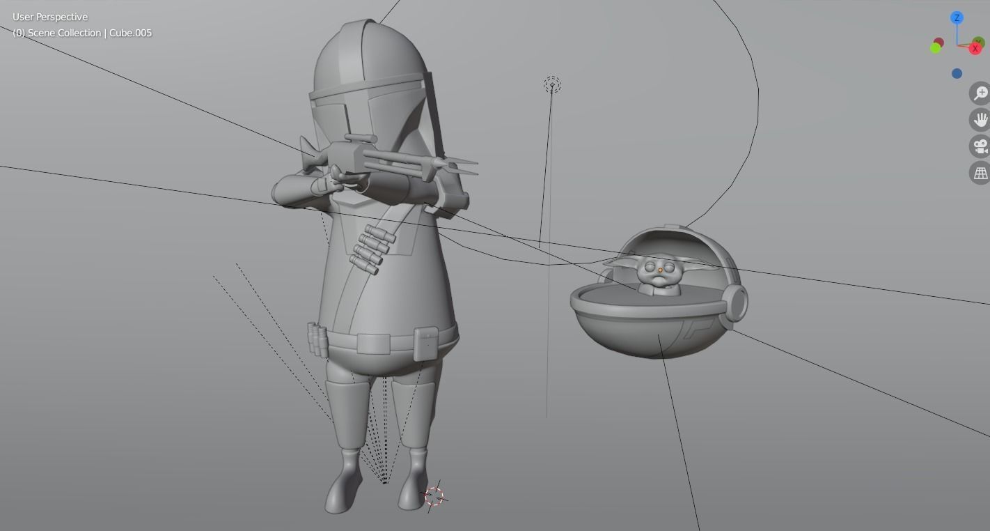 Simple Cartoon Model of The Mandalorian and Baby Yoda 3D model rigged ...