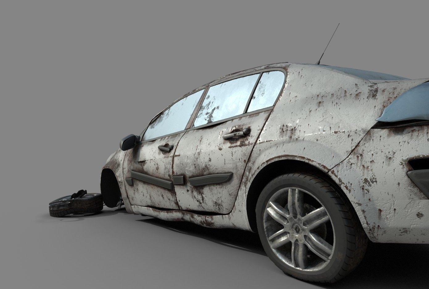 Wrecked destroyed Car Renault Megane 3D model | CGTrader