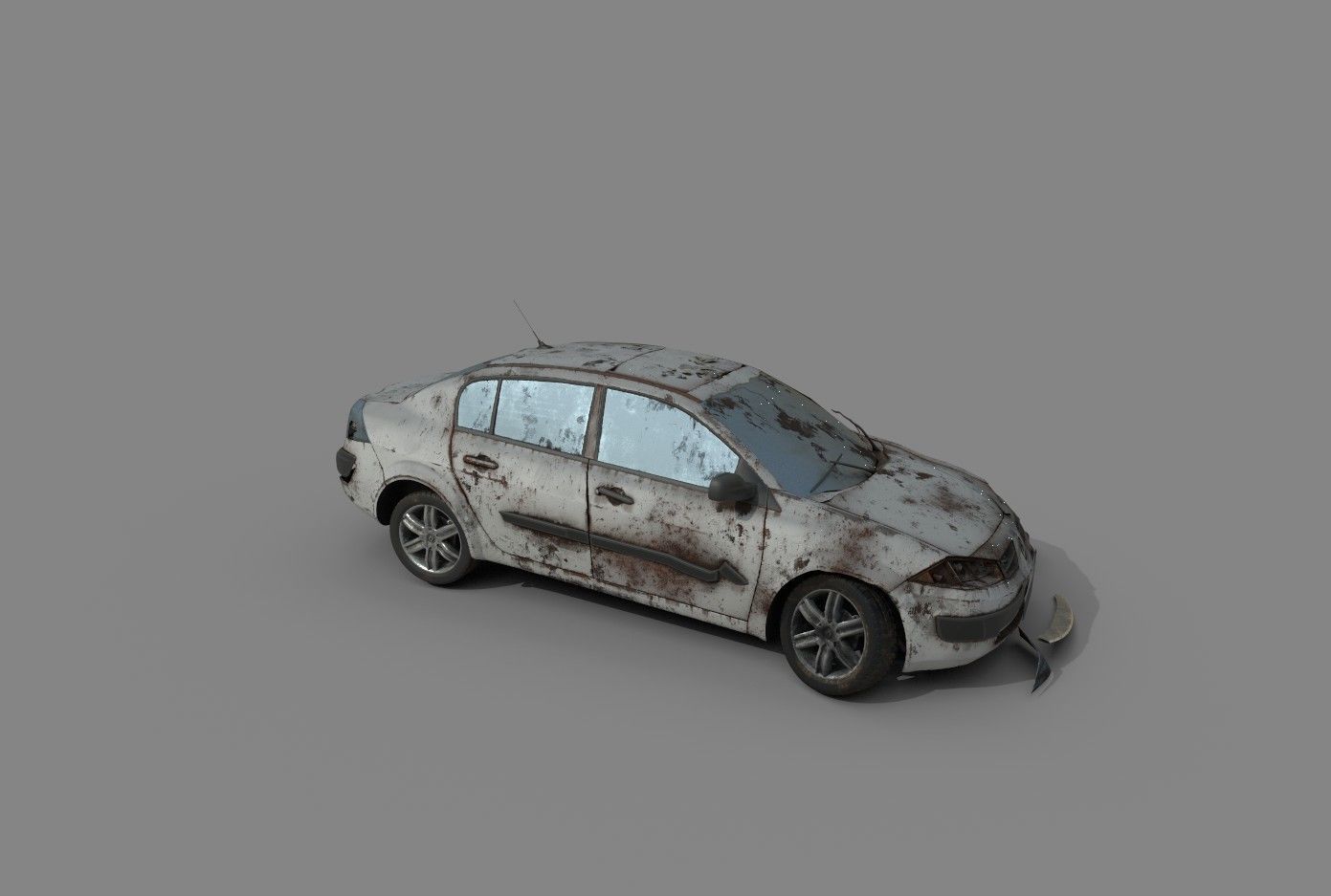 Wrecked destroyed Car Renault Megane 3D model | CGTrader