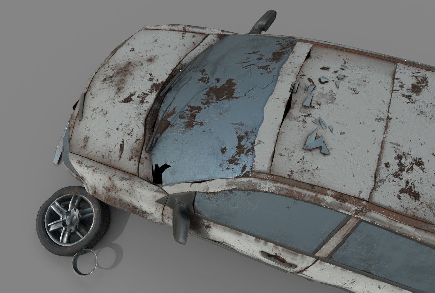 Wrecked destroyed Car Renault Megane 3D model | CGTrader