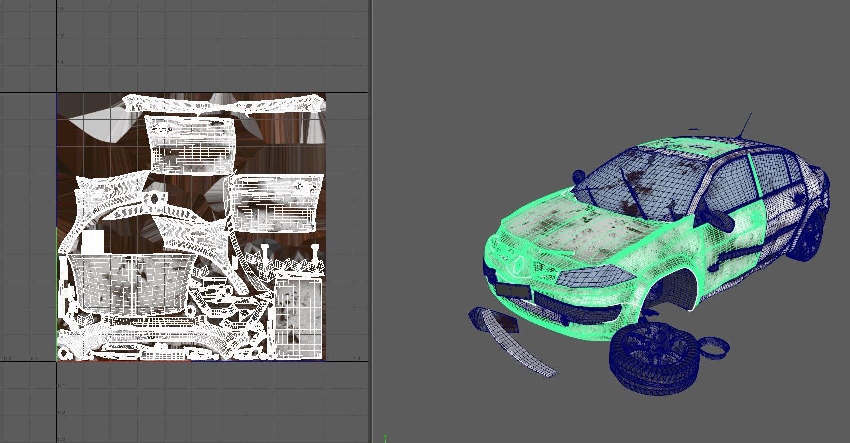 Wrecked destroyed Car Renault Megane 3D model | CGTrader