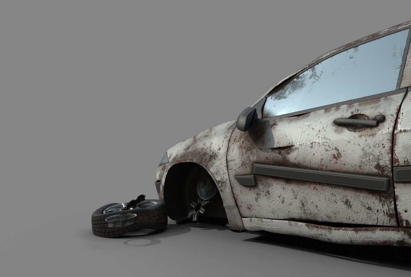 Wrecked destroyed Car Renault Megane 3D model | CGTrader