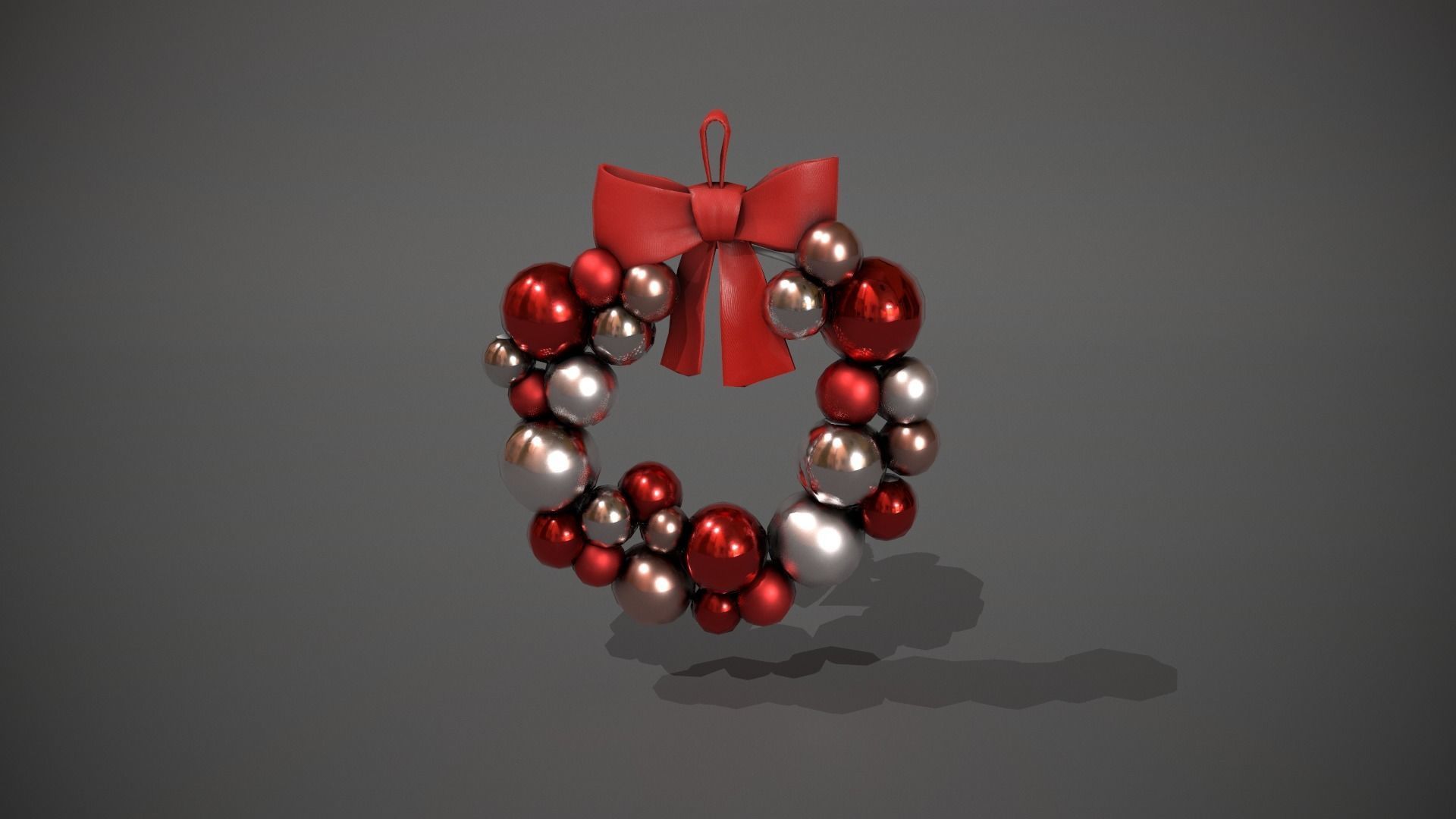 3D model Red and Silver Christmas Bauble Wreath VR / AR / low-poly ...