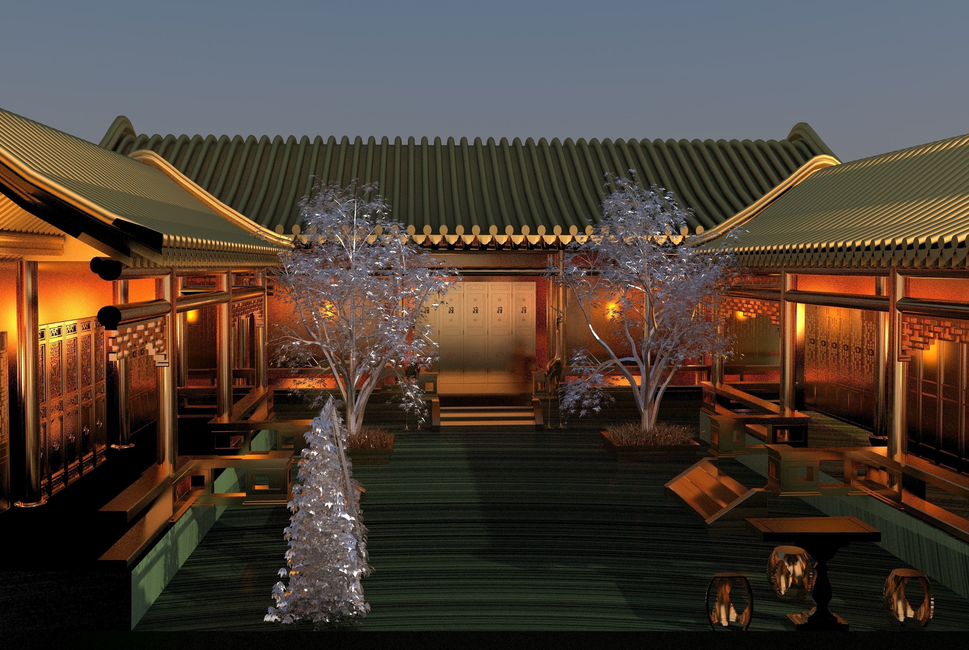 Chinese ancient courtyard house 3D model | CGTrader